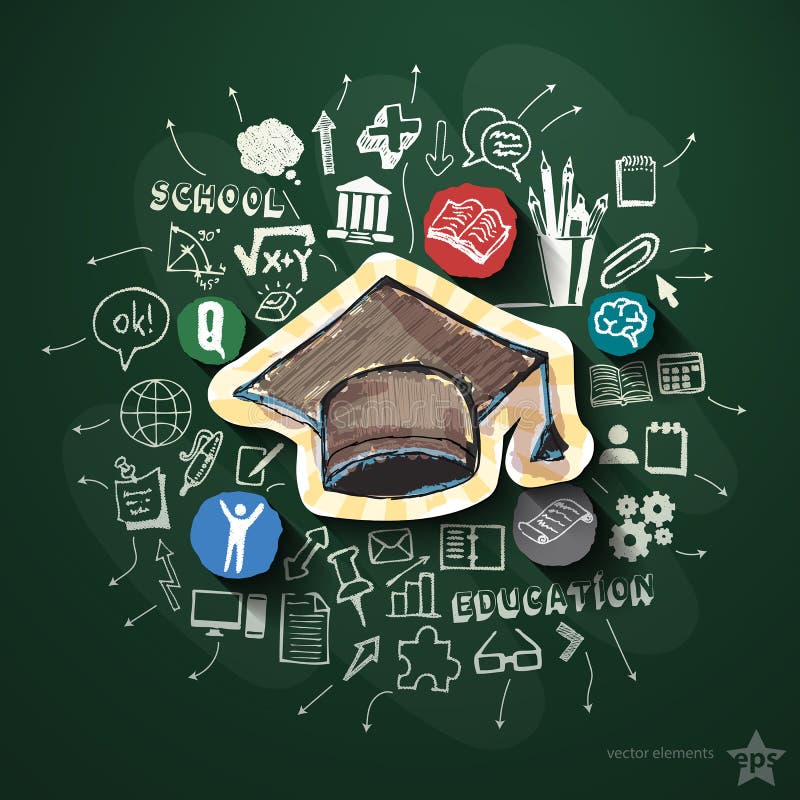 Education Collage with Icons Background Stock Vector - Illustration of ...
