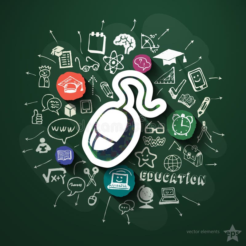 Education Collage with Icons Background Stock Vector - Illustration of ...