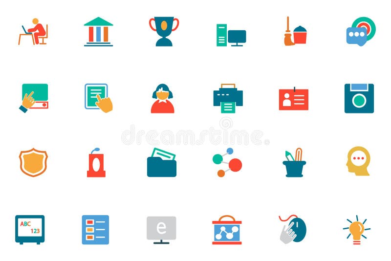 Education Colored Vector Icons 4 Stock Illustration - Illustration of ...