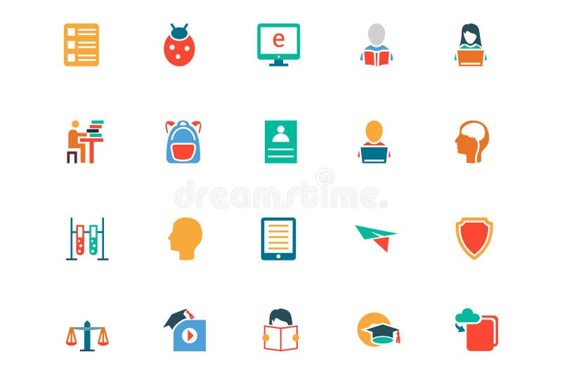 Education Colored Vector Icons 14 Stock Illustration - Illustration of ...