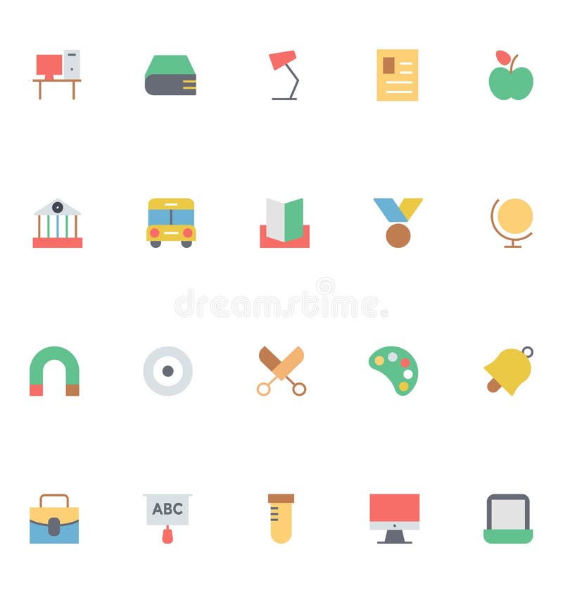 Education Colored Vector Icons 3 Stock Illustration - Illustration of ...