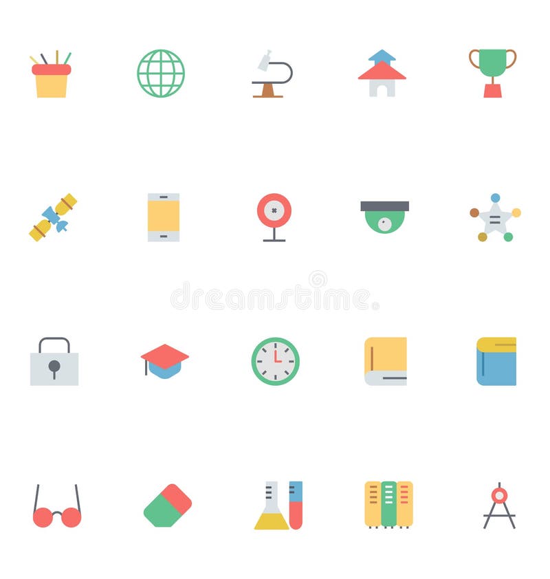 Education Colored Vector Icons 4 Stock Illustration - Illustration of ...