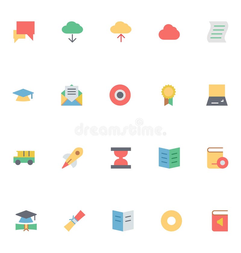 Education Colored Vector Icons 11 Stock Illustration - Illustration of ...