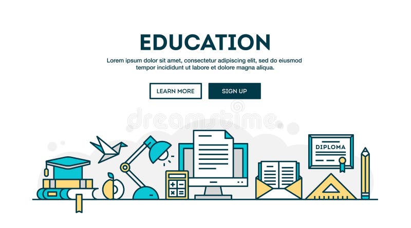 Graphic Design, Concept Header, Flat Design Thin Line Style Stock ...