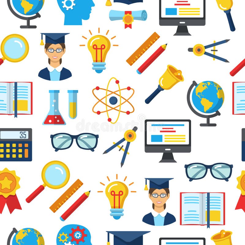 Education seamless pattern stock vector. Illustration of notebook ...