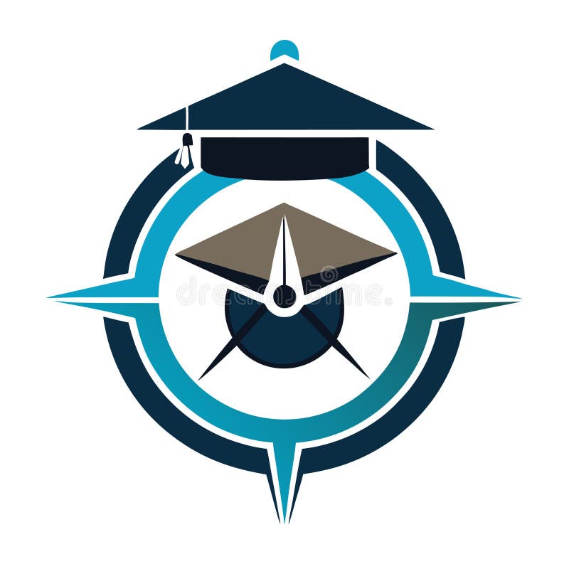 Education Compass Logo Design Featuring Graduation Cap and Navigation ...