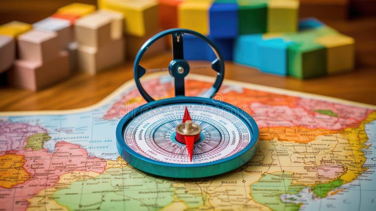 Education compass for map stock illustration. Illustration of globes ...