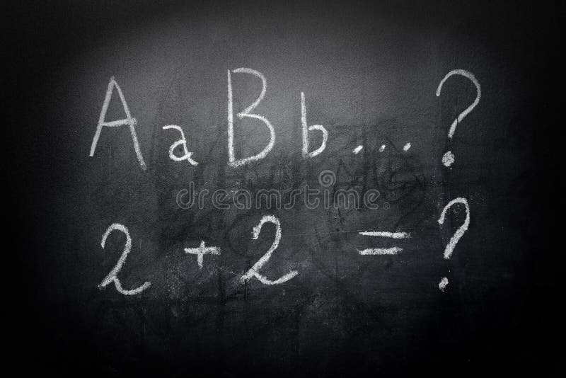 Education Concept ABC Alphabet and Equation on Blackboard Stock Photo ...