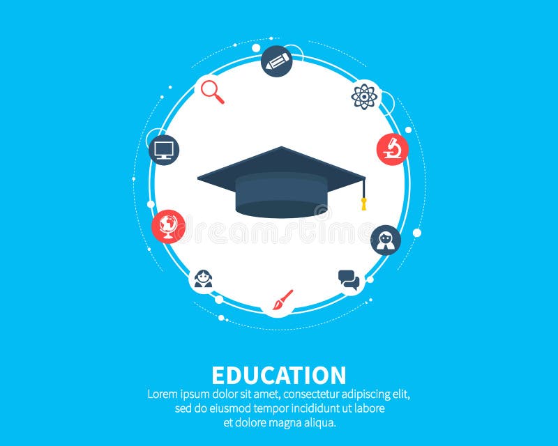 Education Concept. Abstract Background with Connected Gears and Icons ...