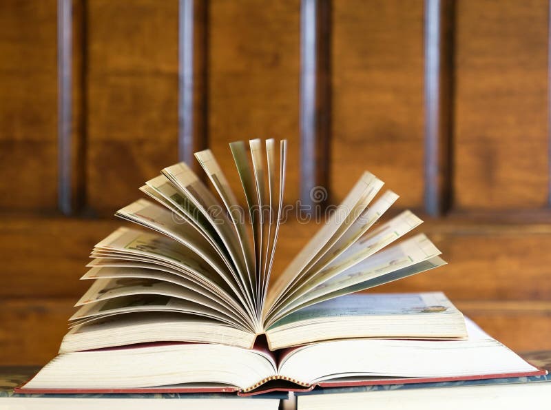 Education Concept, Book With Open Textbook On Top Of Books Stock Photo ...