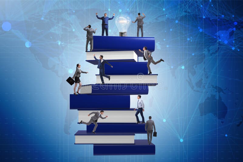 The Education Concept with Books and People Stock Illustration ...