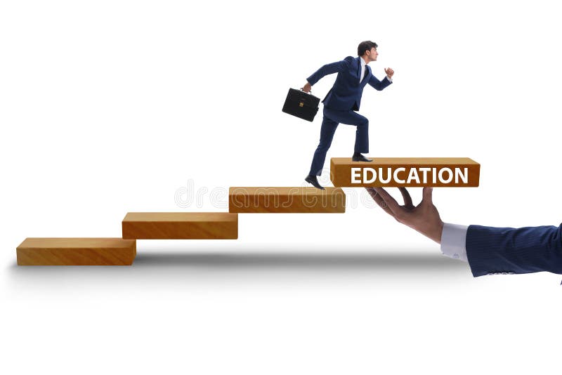Education Concept with Businessman on Steps Stock Photo - Image of ...