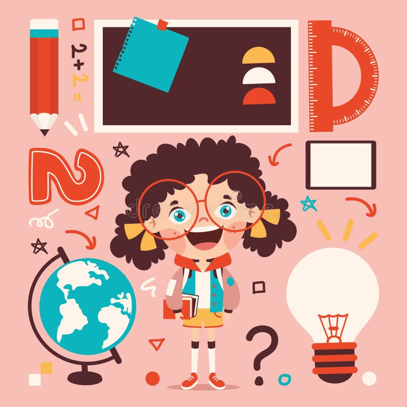 Education Concept with Cartoon Students Stock Vector - Illustration of ...