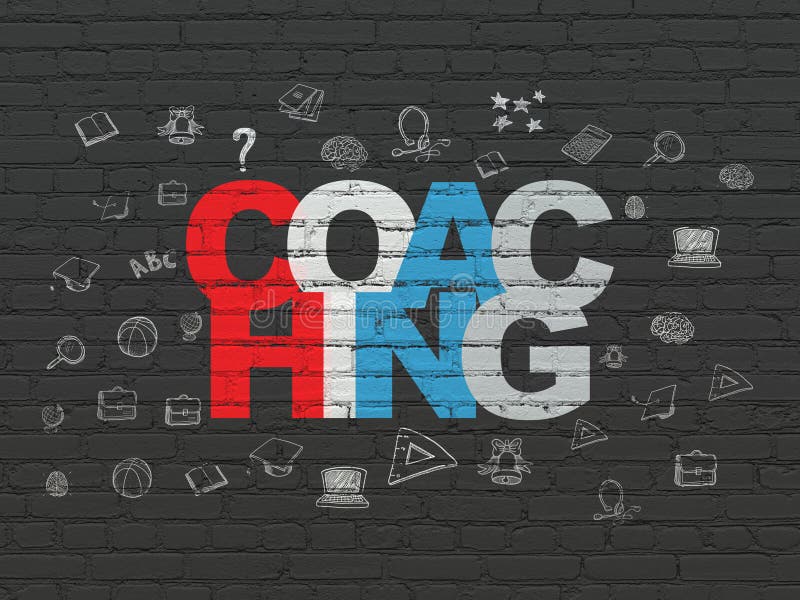 Education Concept: Coaching on Wall Background Stock Illustration ...