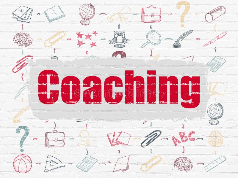 Education Concept: Coaching on Wall Background Stock Illustration ...