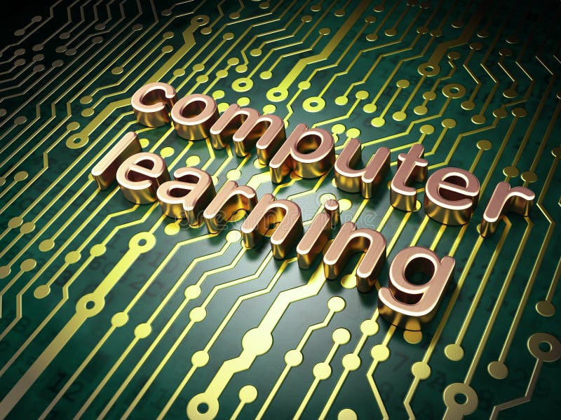 Education Concept: Computer Learning on Circuit Board Background Stock ...