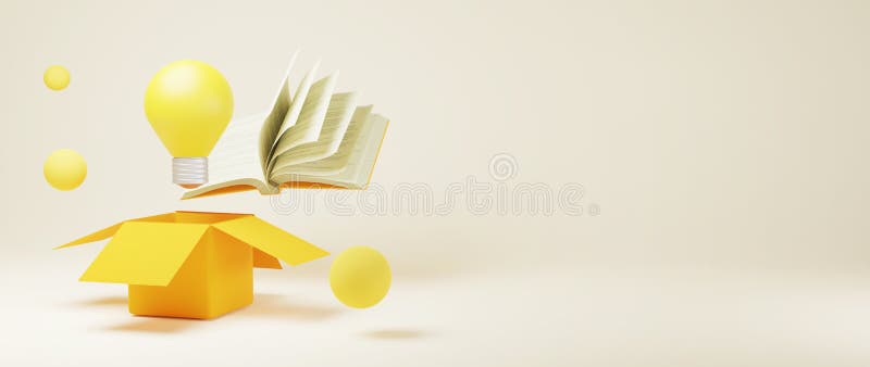 Education Concept. 3d of Book and Light Bulb on White Background ...