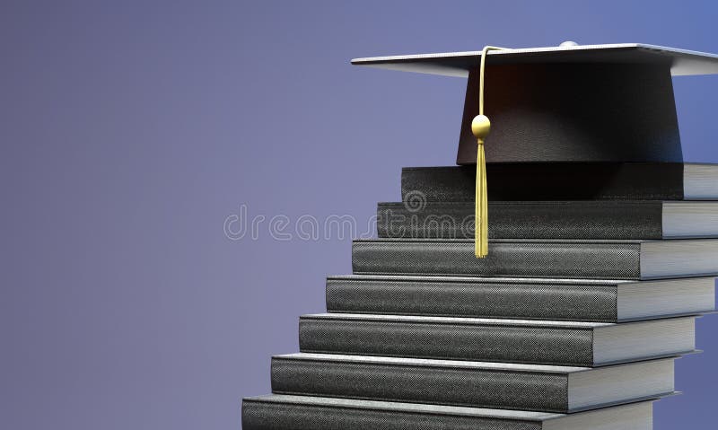 Education Concept, Graduation Cap, Books, and Graduation Scroll ...