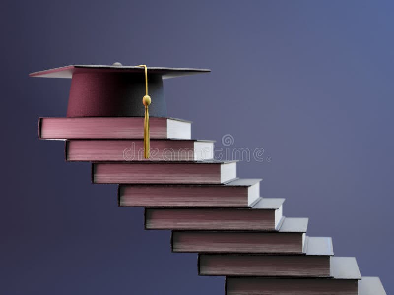 Education Concept, Graduation Cap, Books, and Graduation Scroll ...