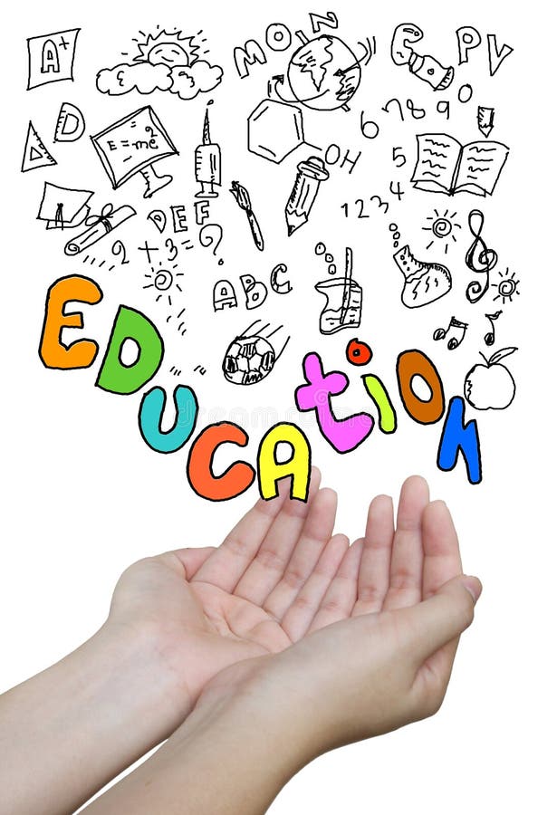 Education Concept on Hand Holding. Stock Illustration - Illustration of ...
