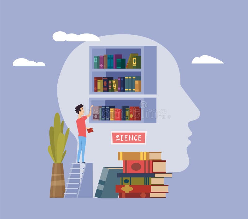 Bookshelf head stock illustration. Illustration of reading - 37663852
