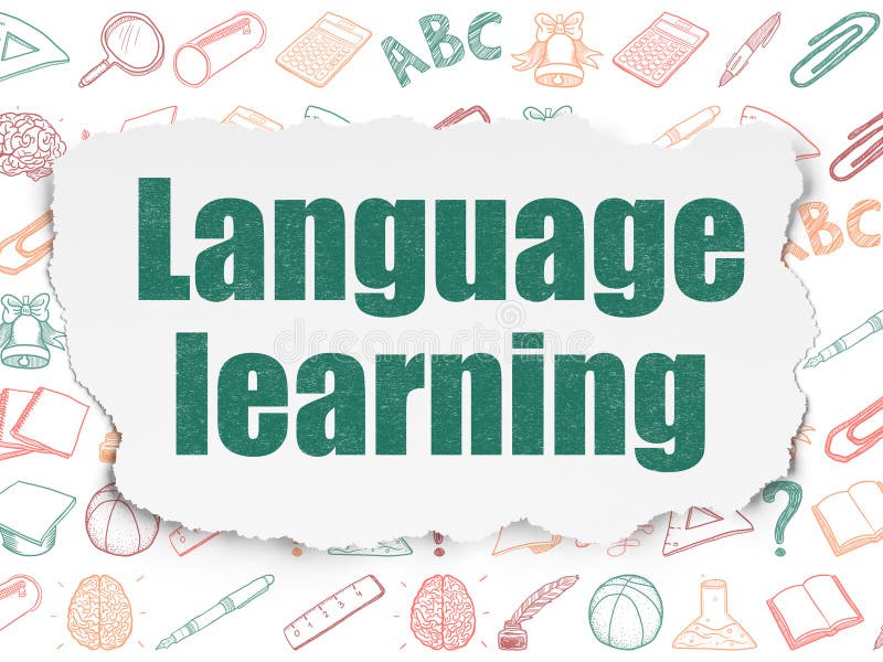 Education Concept: Language Learning on Torn Paper Stock Photo - Image ...