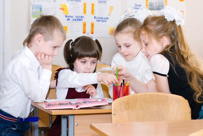 Education Concept - School Students at the Class Stock Image - Image of ...