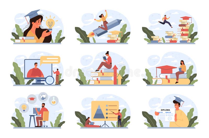 Education Concept Set. Multidisciplinary and Lifelong Studying ...