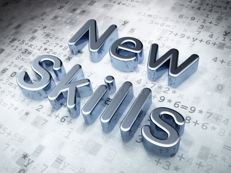 Education Concept: Silver New Skills on Digital Stock Illustration ...