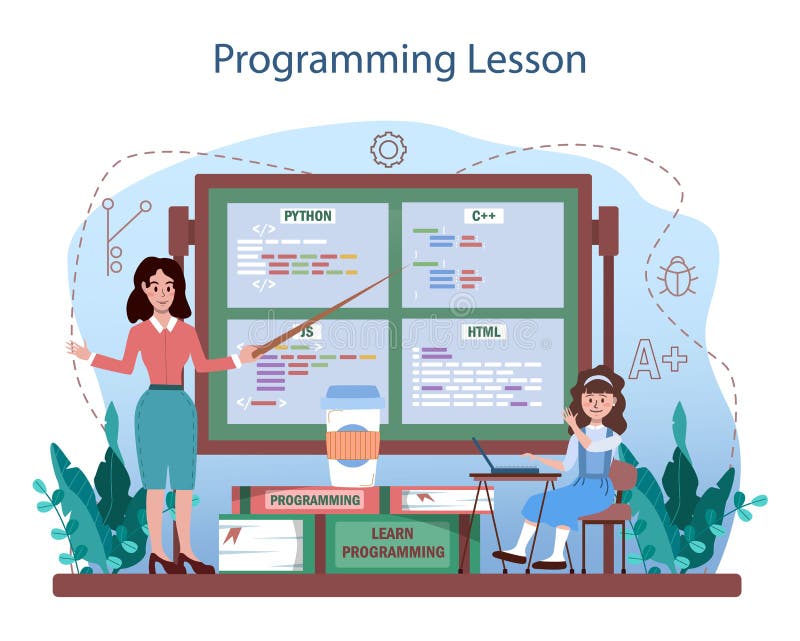 Computer Science Typographic Header. Student Write Software and Create Stock Vector ...