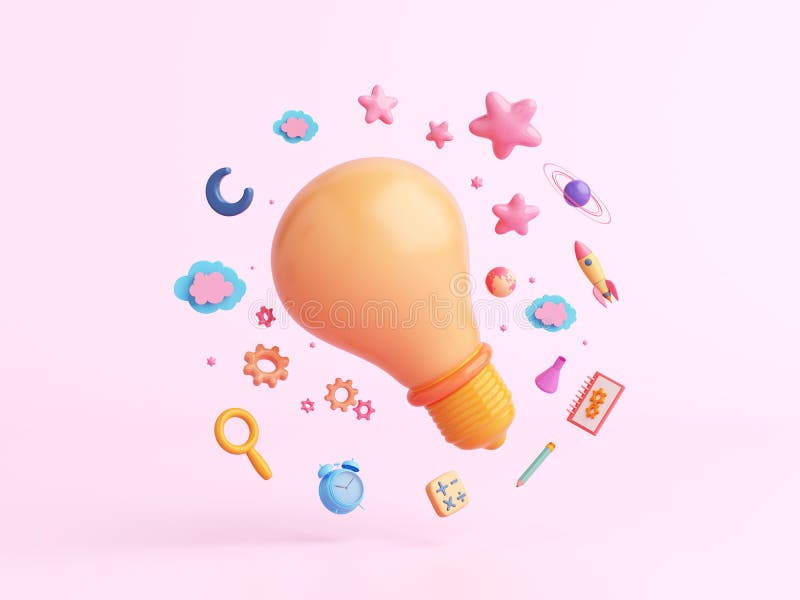 Education or Creative. Kids Space Light Bulb Connect World Technology ...