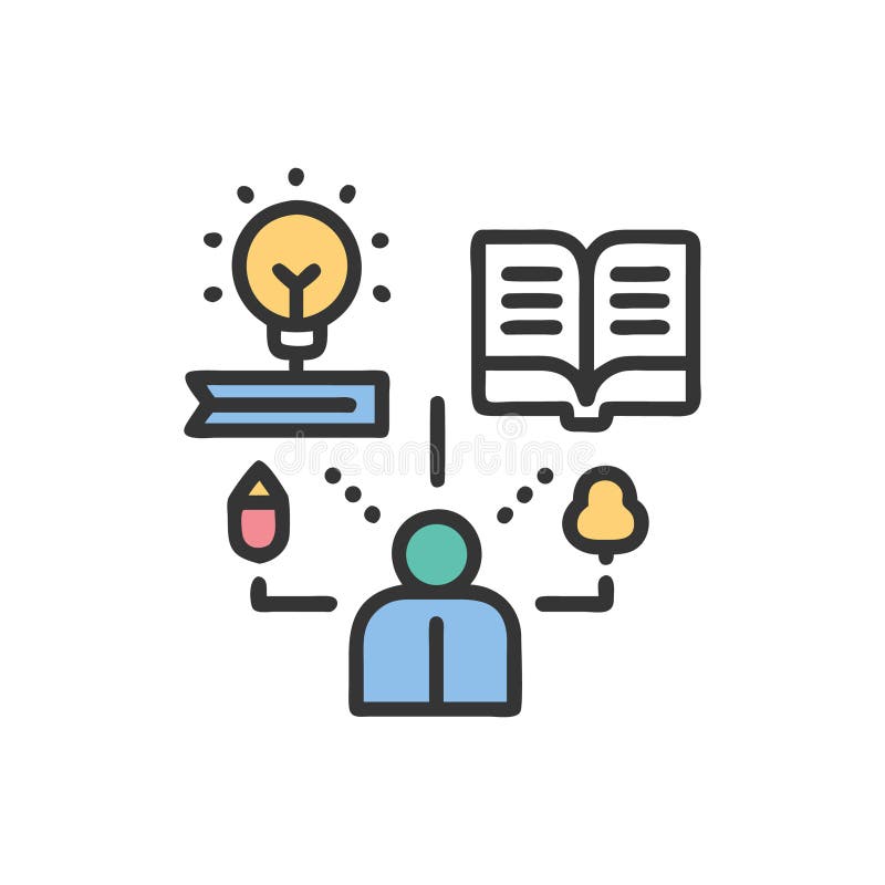 Education and Creative Thinking Concept with Person and Icons Stock ...