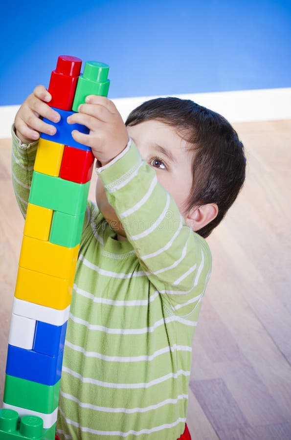 Baby Boy Playing Wooden Blocks Stock Image - Image of education, games ...