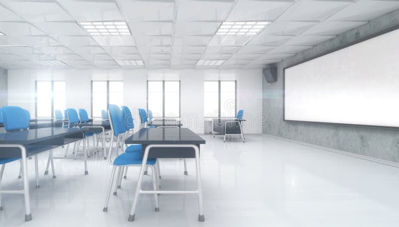 Bright Modern Classroom Interior Side View Stock Illustration ...