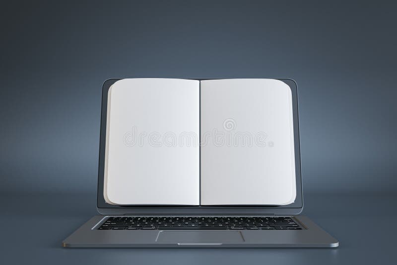 Education and Digitalization Concept with Front View on Blank White ...