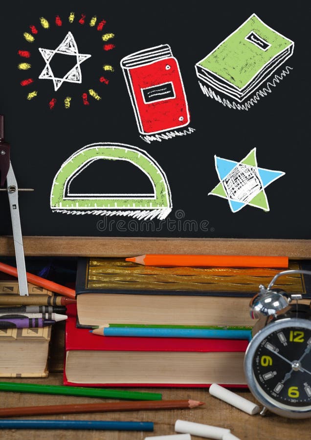Education Drawings on Blackboard for School Stock Image - Image of ...