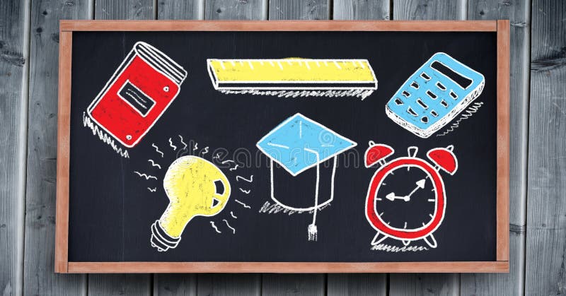 Education Drawings on Blackboard for School Stock Image - Image of ...