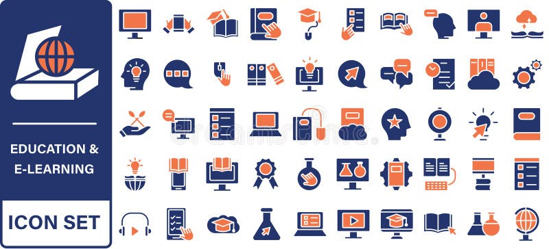 Education and E-Learning Big Icons Collection. Containing Education ...