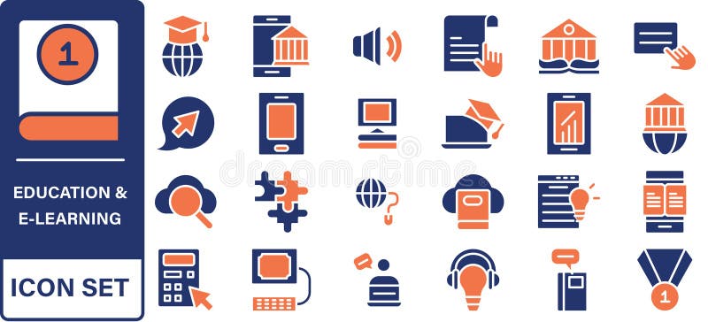 Education and E-Learning Big Icons Collection. Containing Education ...