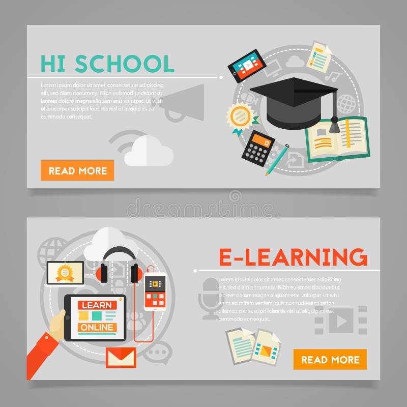 E-learning Vertical Banners Set Stock Vector - Illustration of laptop ...