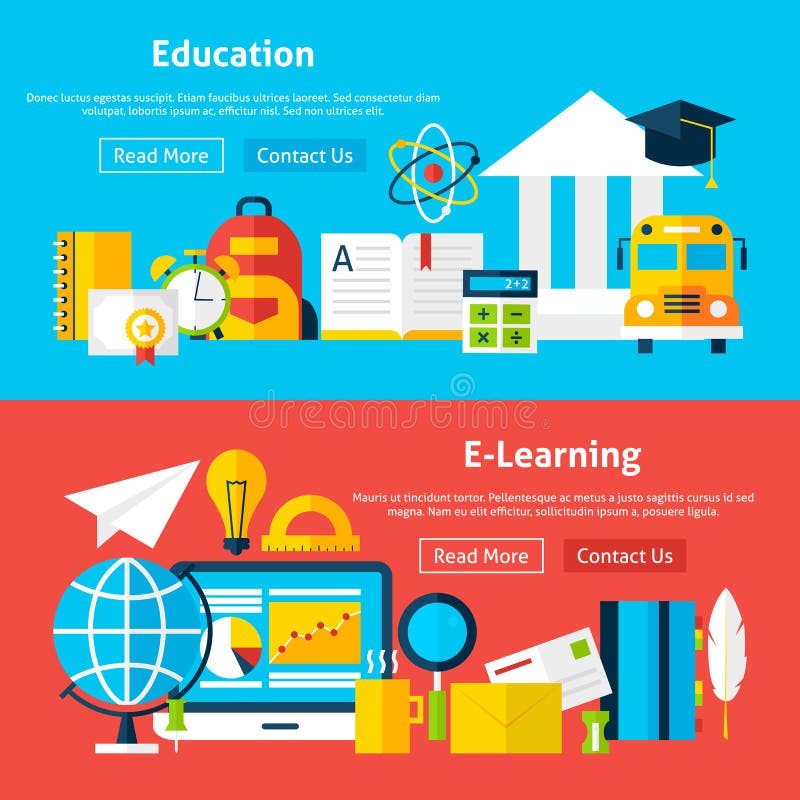 Education and E Learning Flat Website Banners Stock Vector ...