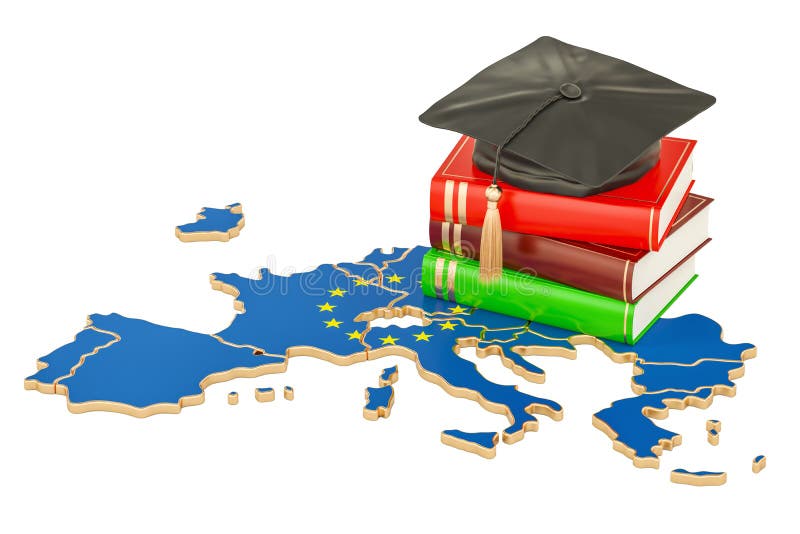 Education in Europe Concept, 3D Rendering Stock Illustration ...