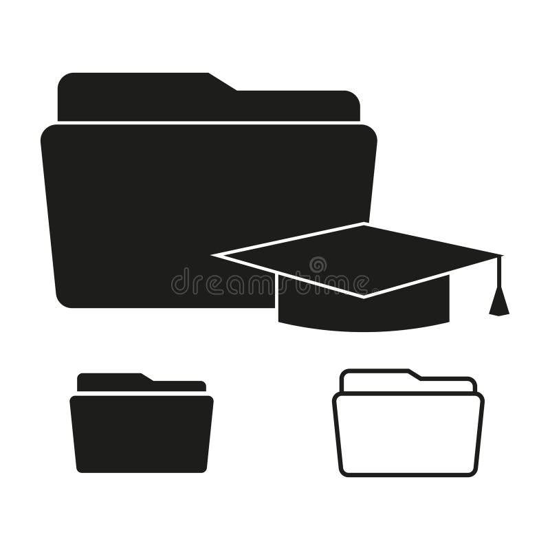 Education File Icon. Graduation Cap Symbol. Academic Document Folder ...