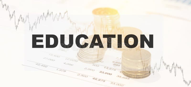 EDUCATION on Financial Background with Graphs, Coins and Business ...