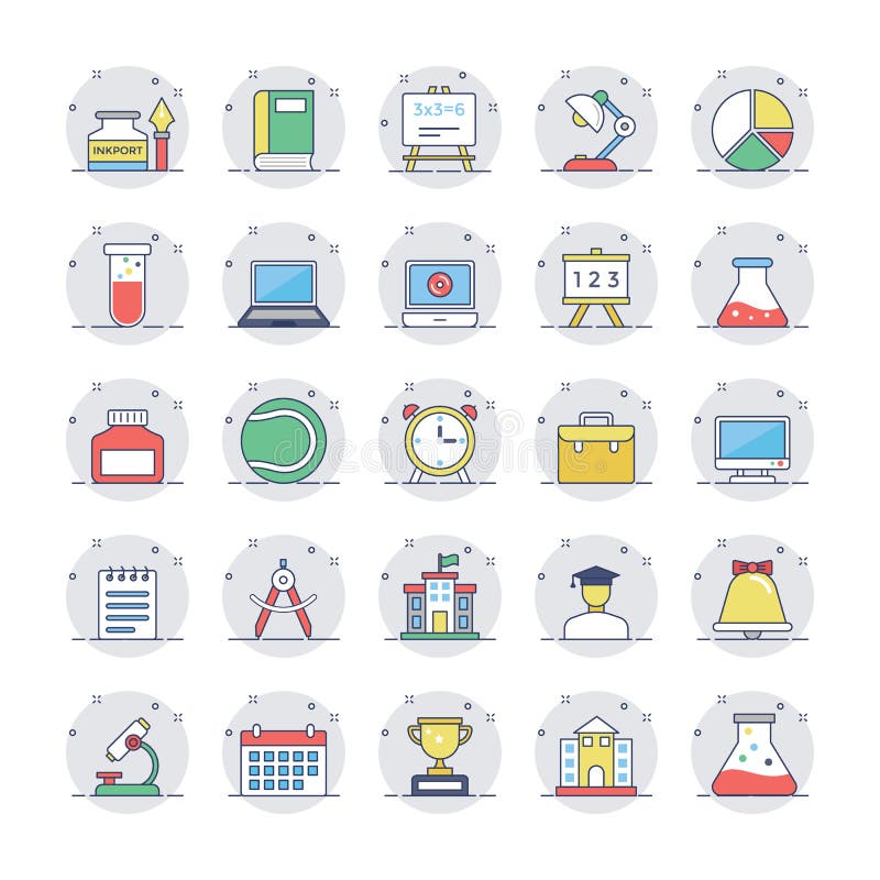 Education Flat Circular Icons 2 Stock Illustration - Illustration of ...