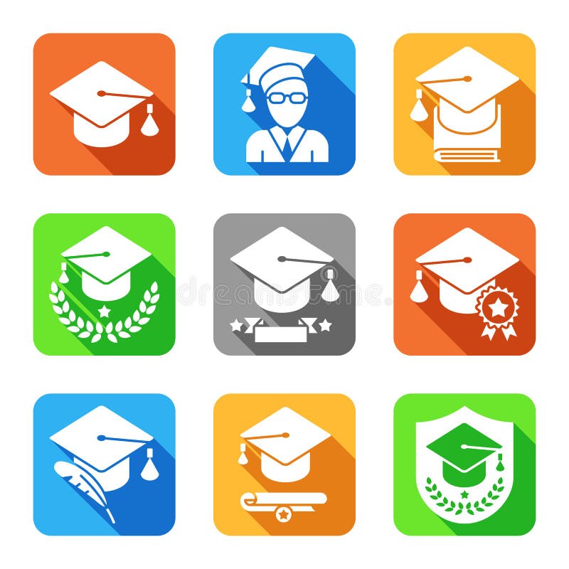 Education Flat Icons Set stock vector. Illustration of award - 74181787