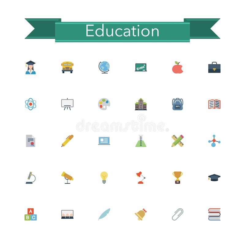 Education Flat Icons stock vector. Illustration of laptop - 60752663