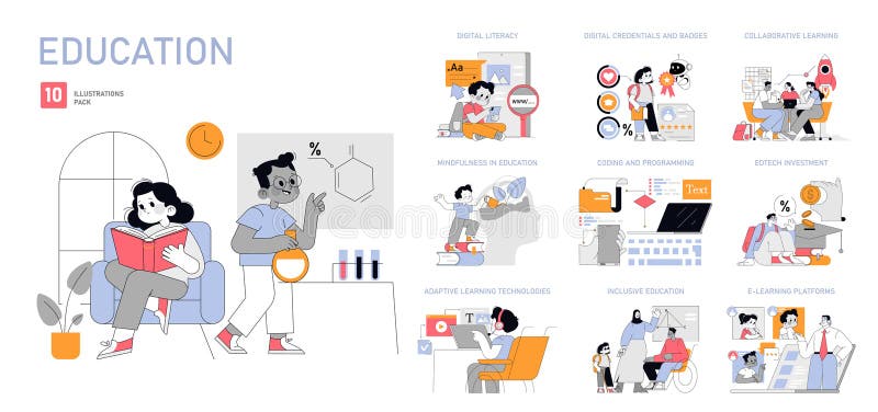 Education. Flat Vector Illustration Stock Vector - Illustration of ...