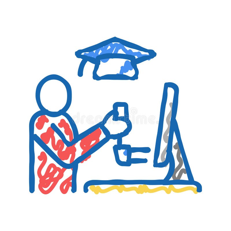 Education Flight Simulator on Computer Icon Doodle Illustration Stock ...