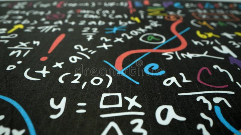 Math and Physics Formulae Pass through the Screen and Fall Away ...